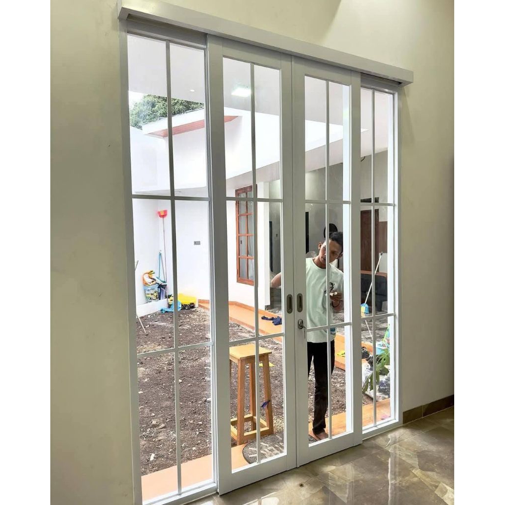 Jual Pintu sliding 2 daun dan kaca mati kanan kiri Motif ornamen ...