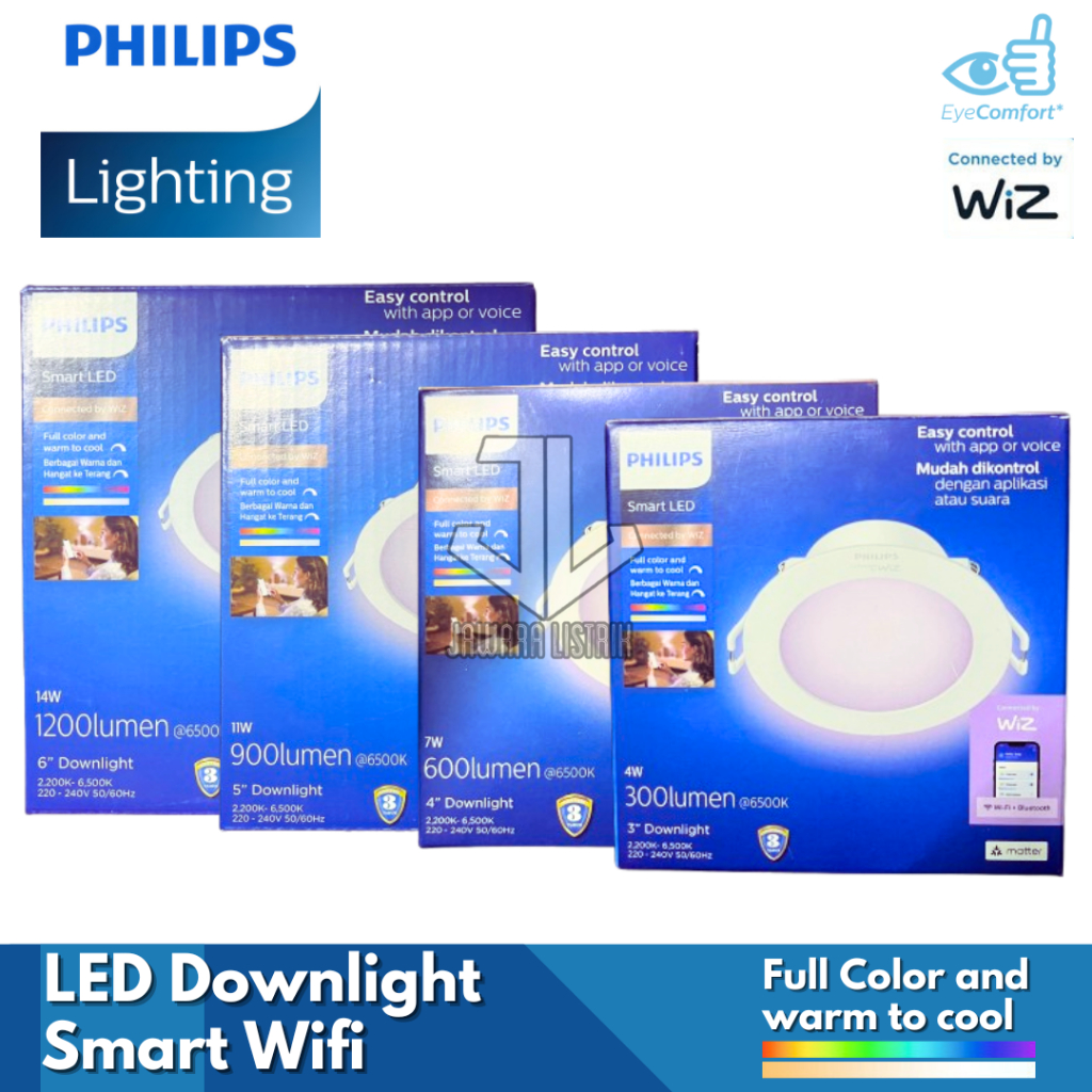 Jual PHILIPS LED SMART DOWNLIGHT WIFI RGB LAMPU DOWNLIGHT PANEL PLAFON INBOW TANAM CAHYA RGB 4W ...