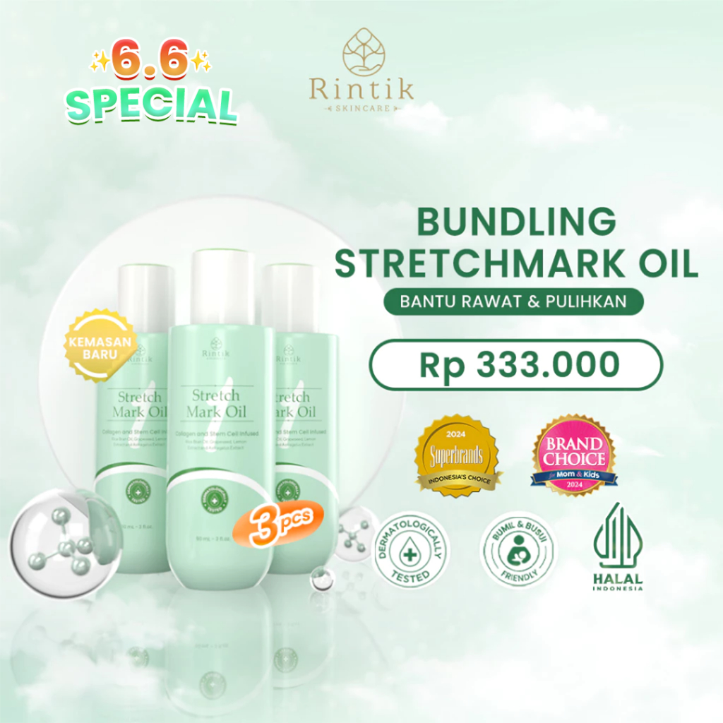 Jual Paket Bundling Rintik Skincare Stretch Mark Oil (3pcs) - Pemudar ...
