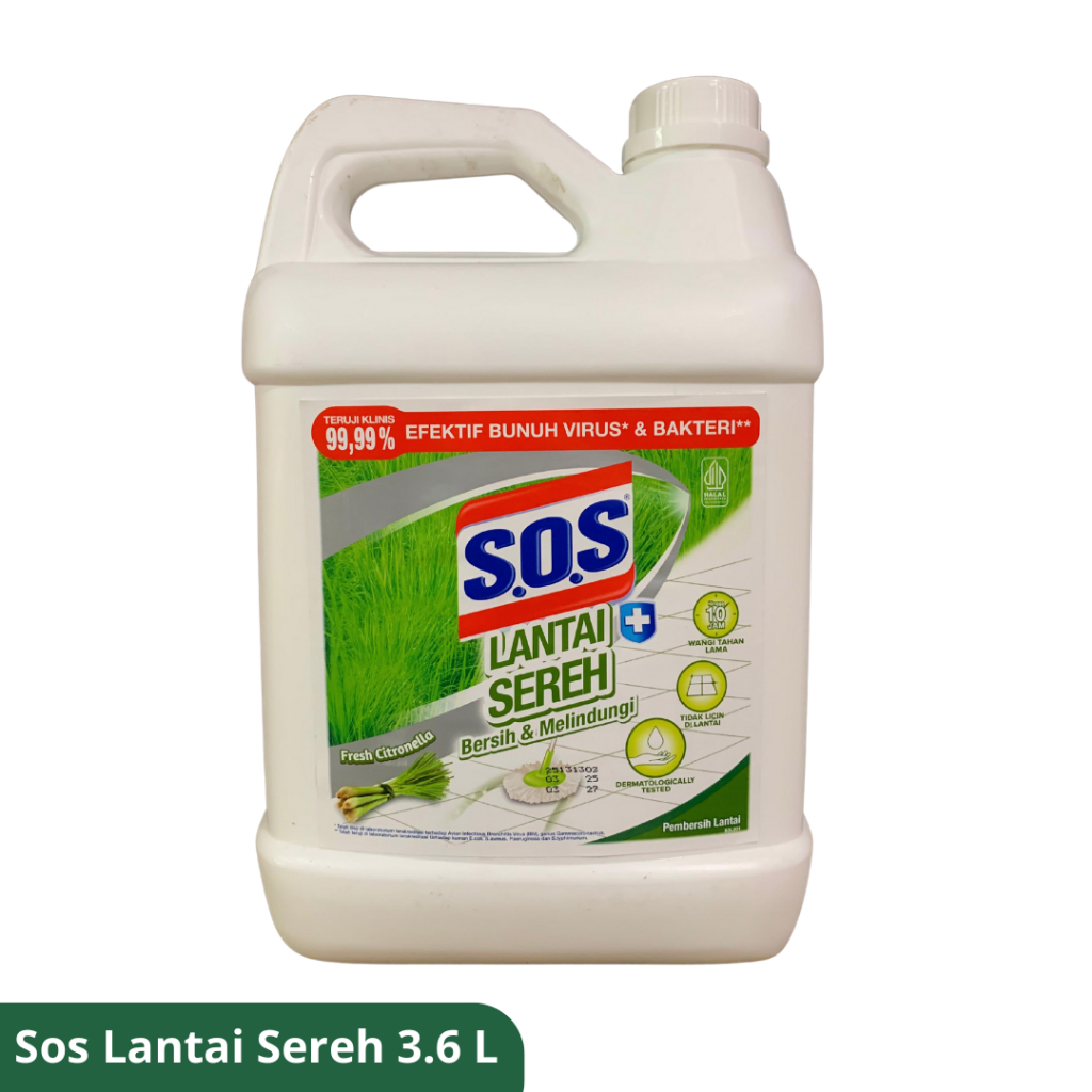 Jual Floor Cleaner pembersih lantai sereh SOS 3.6 Liter | Shopee Indonesia
