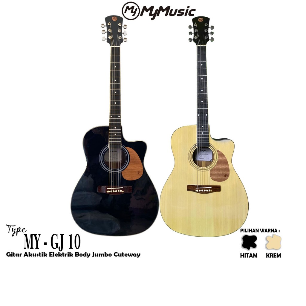 Jual MyMusic Gitar MY-GJ 10 Akustik Elektrik Body Jumbo Cuteway ...