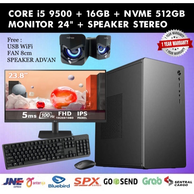 Jual PC Komputer Siap Pakai Monitor LG 24", INTEL CORE i5-9500 4,4GHz ...