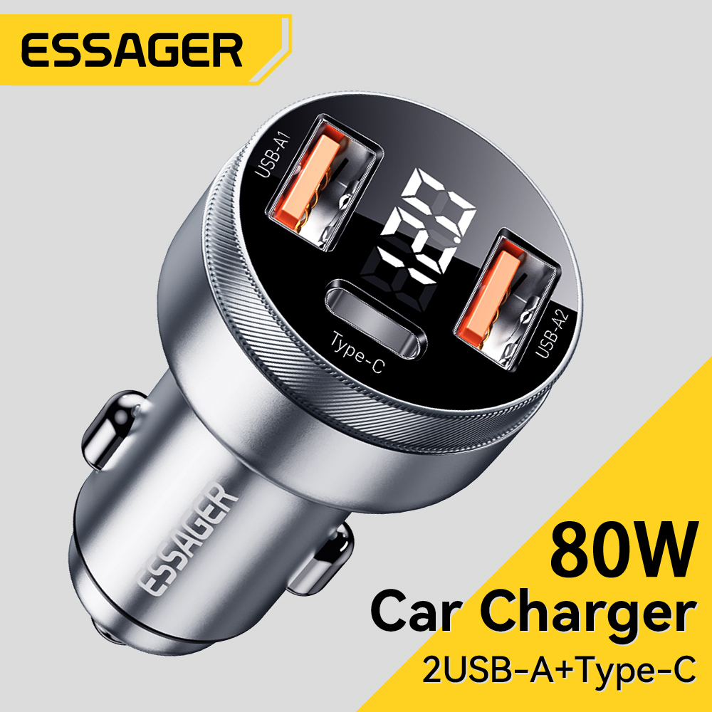 Jual ESSAGER Charger Mobil 80W 2USB-A + Type-C - Fast Charging dengan ...
