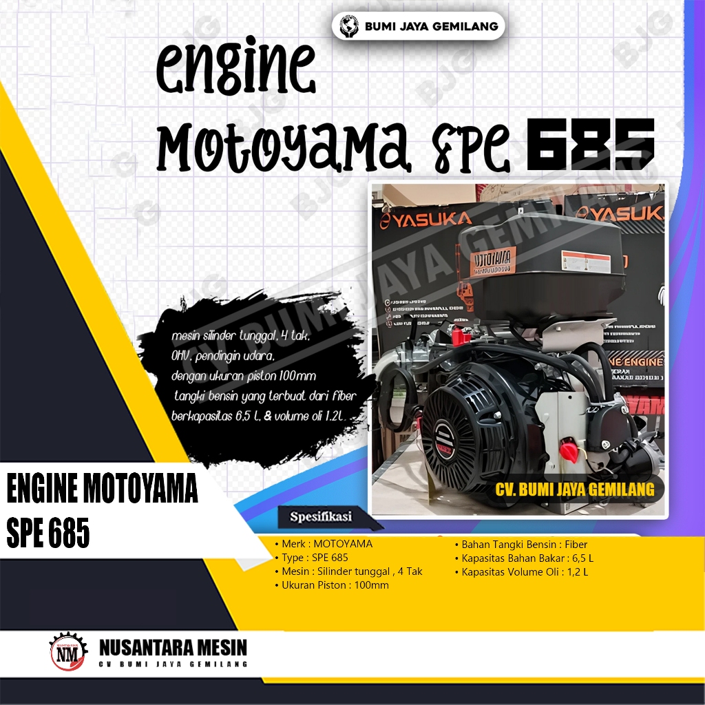 Jual MESIN PENGGERAK SERBAGUNA / ENGINE MOTOYAMA SPE 685 | Shopee Indonesia