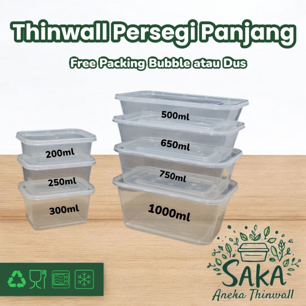 Jual (Satuan) Thinwall persegi panjang 200ml, 250ml, 300ml, 500ml ...
