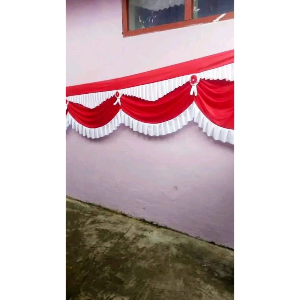 Jual Background Premium Merah Putih Polos Bahan Kain Panggung Abutai ...