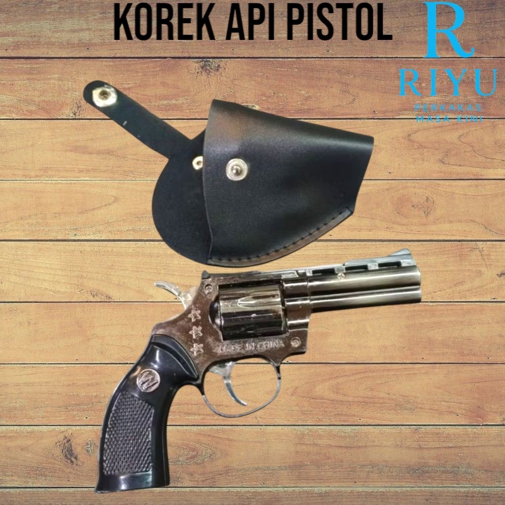 Jual Korek api pistol Model Revolver Klasik dengan Sarung Kulit (ukuran ...
