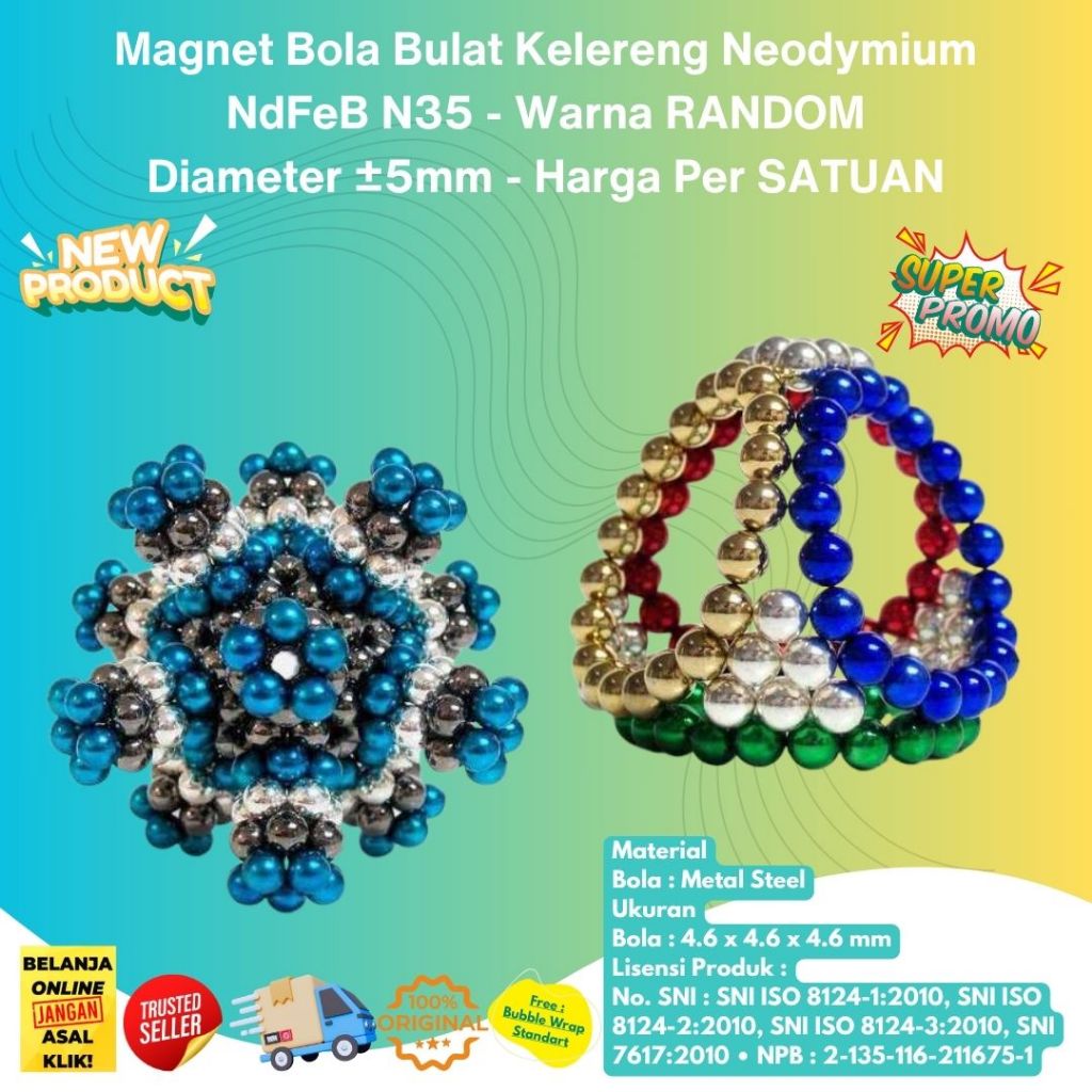 Jual GJ Magnet Bulat Mini 5mm Ball Bola Warna Warni Magnetic Stick ...