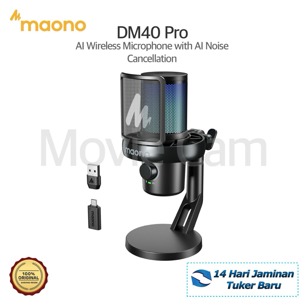 Jual MAONO DM40 Pro AI Wireless Microphone AI Noise Cancellation,AI Voice Changer,Tap to Mute ...