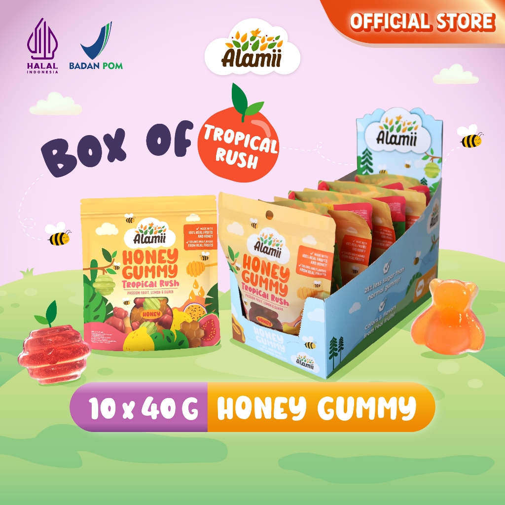 Jual Alamii Honey Gummy - Box isi 10 x 40g / Tropical Rush / Permen ...