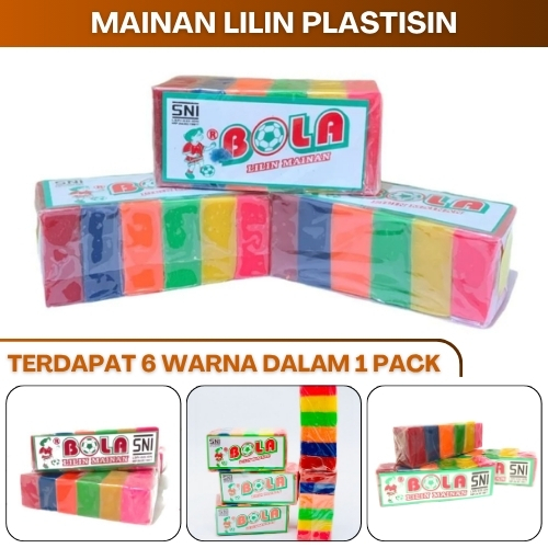 Jual Lilin Mainan/Malam/Plastisin/Playdough Tanggung 6 warna (Pak ...