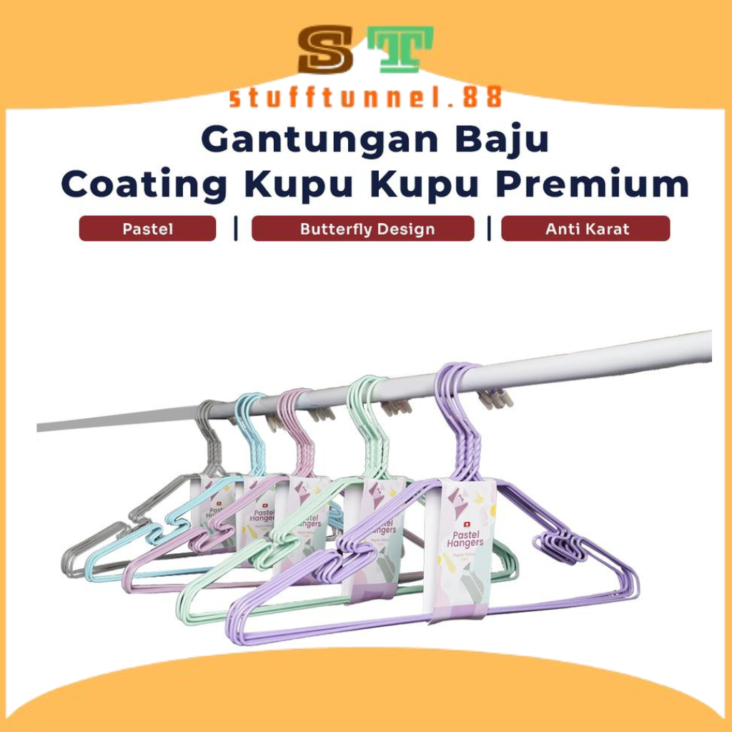 Jual 6 pcs Gantungan Baju Coating Kupu Kupu Premium Kokoh , Anti Karat ...
