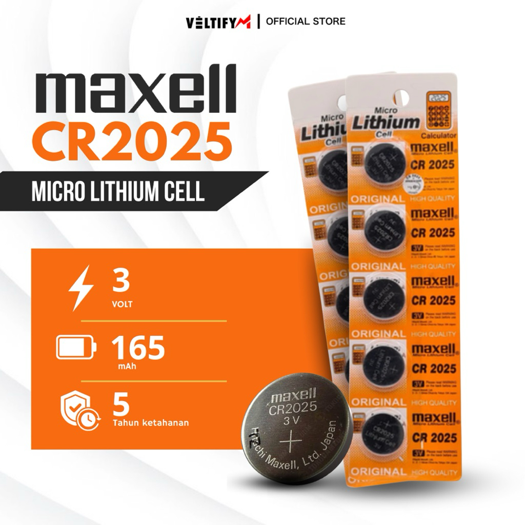 Jual PERLEMBAR SATUAN Maxell CR2025 Baterai Kalkulator / Batre Jam ...