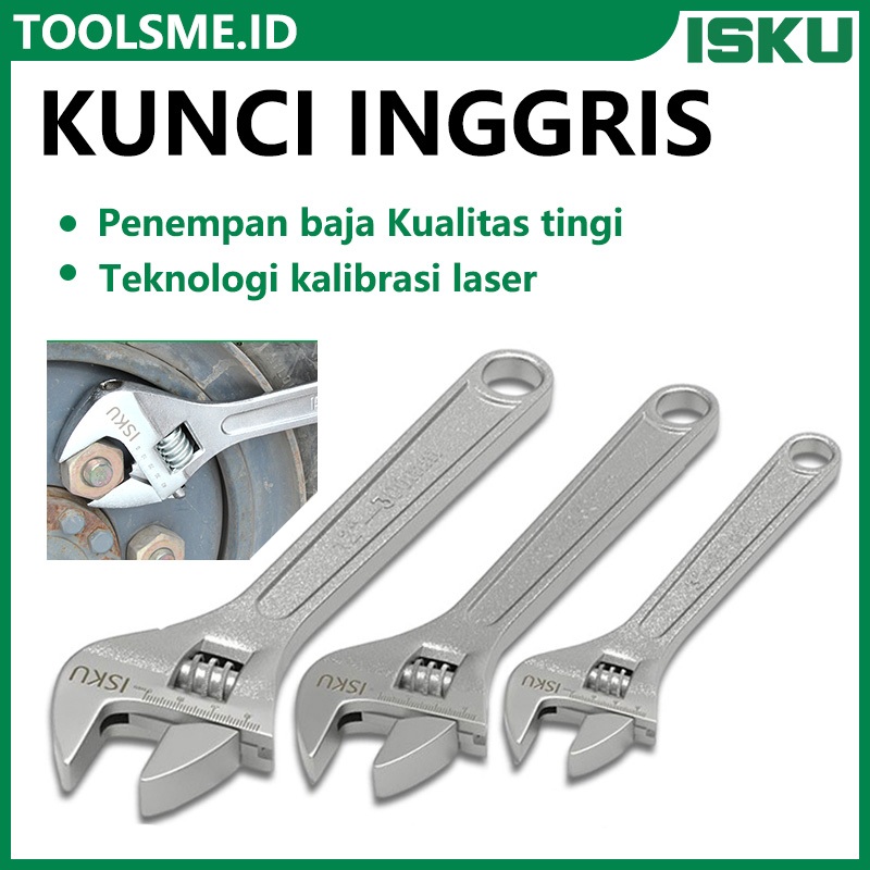 Jual ISKU Kunci Inggris Adjustable Wrench ukuran 8/10/12 Inch | Shopee ...