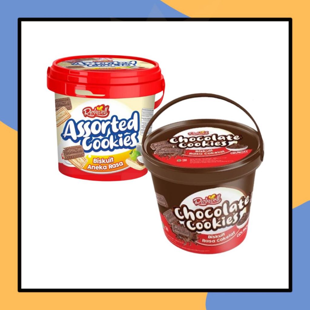 Jual Richwell Assorted Cookies / Chocolate 400gr Crunchy Kemasan Ember ...