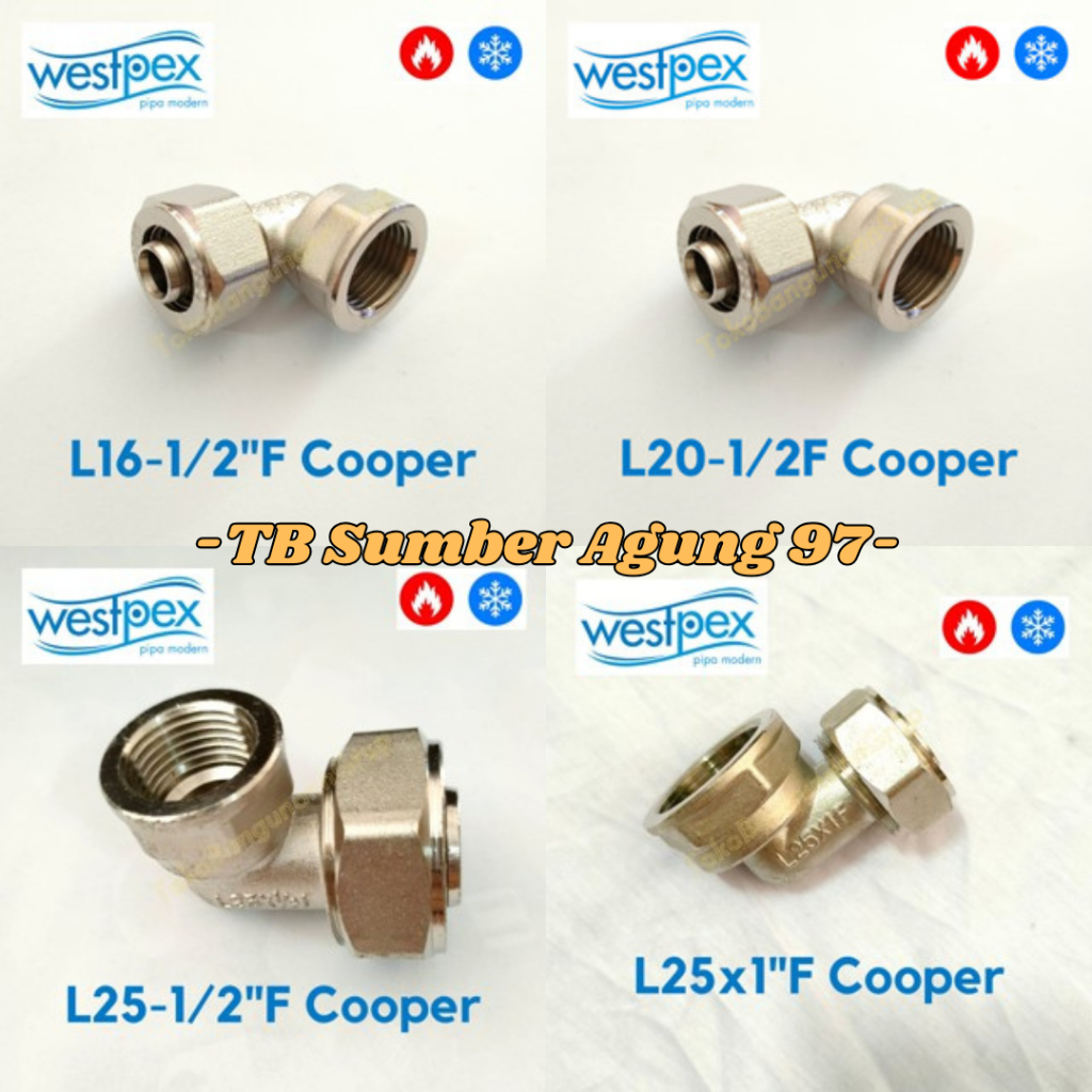 Jual Fitting Pipa PEX Cooper Female Elbow / Knie Keni Knee Sambung Drat ...