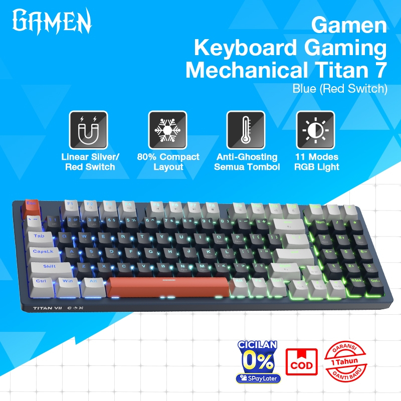 Jual GAMEN Titan 7 Keyboard Gaming Mechanical 94 Keys – RGB Light ...