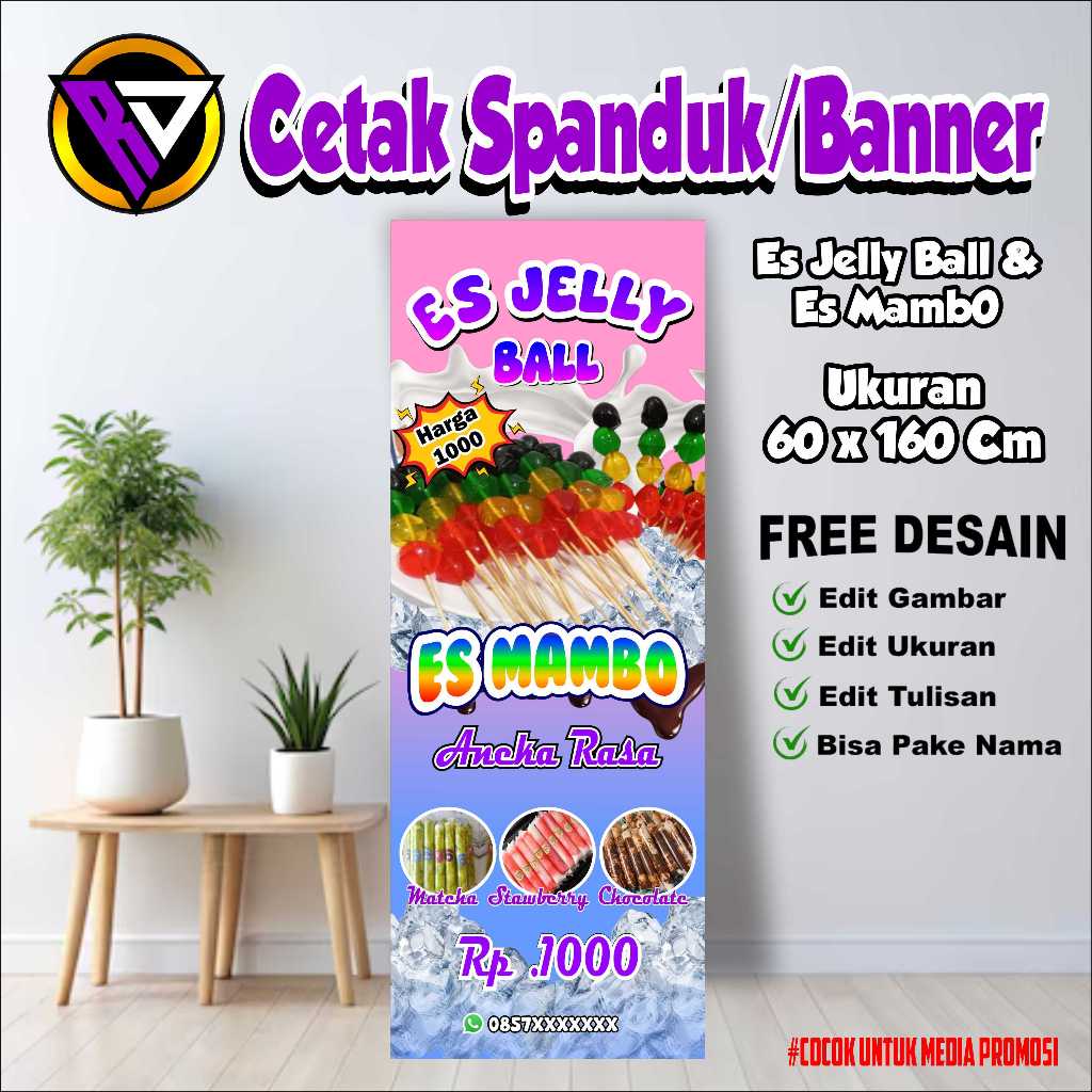 Jual SPANDUK BANNER ES JELLY BALL & ES MAMBO | Shopee Indonesia