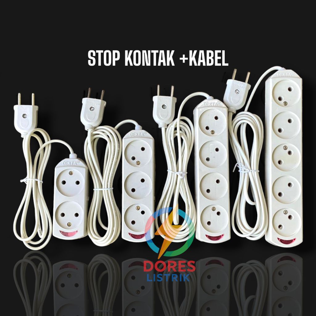 Jual Stop Kontak Gepeng +Kabel DEXTA Kabel Olor 2L 3L 4L 5L Panjang 1 ...