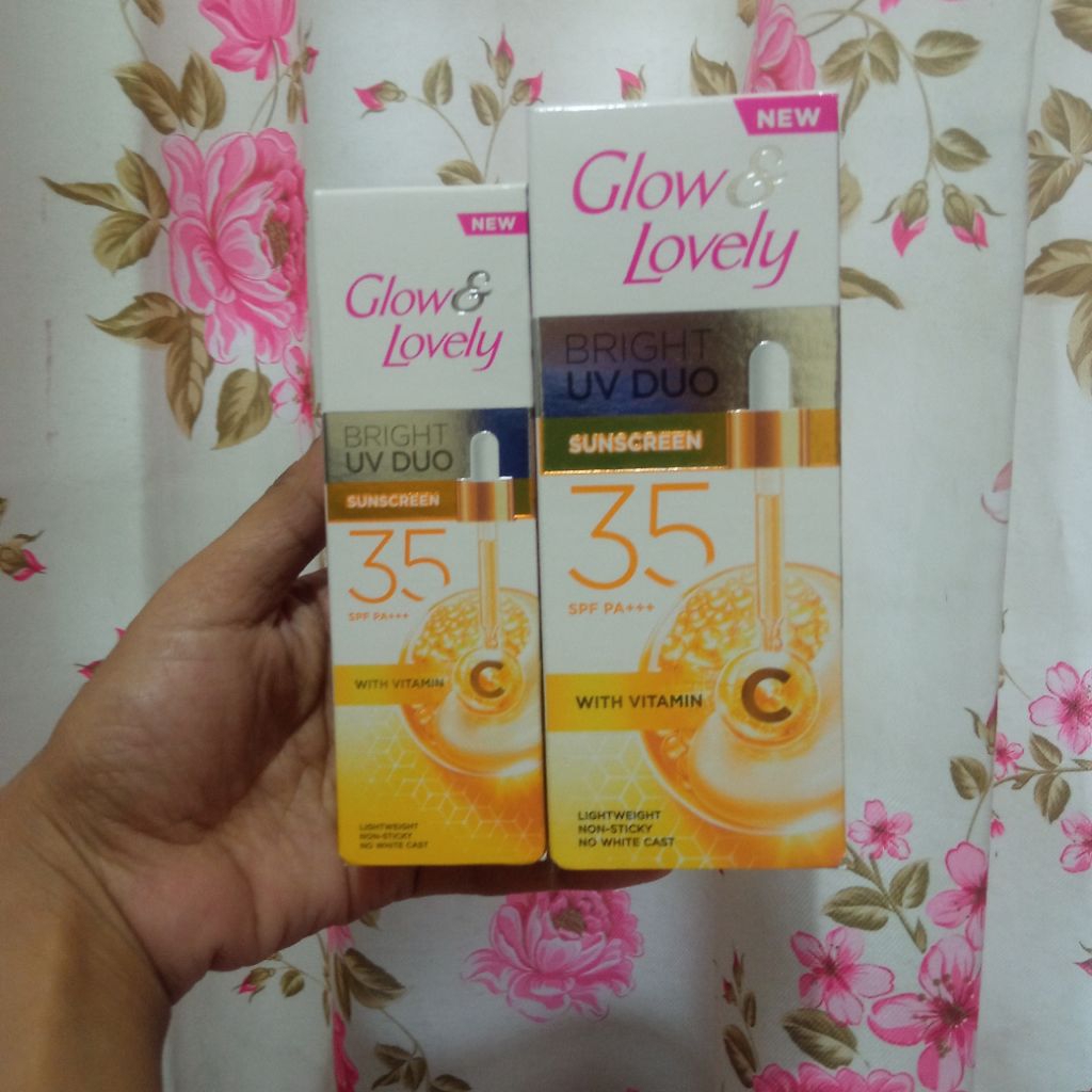 Jual Glow & lovely sunscreen Bright UV duo Spf 35 PA+++ 20 gram dan 40 ...