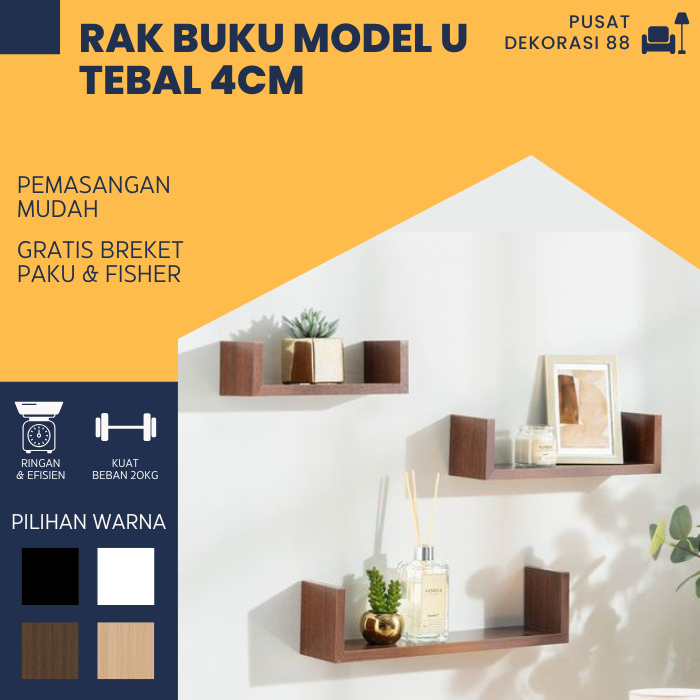 Jual Ambalan Panjang 120cm / Ambalan dinding Minimalis / Rak Model U ...