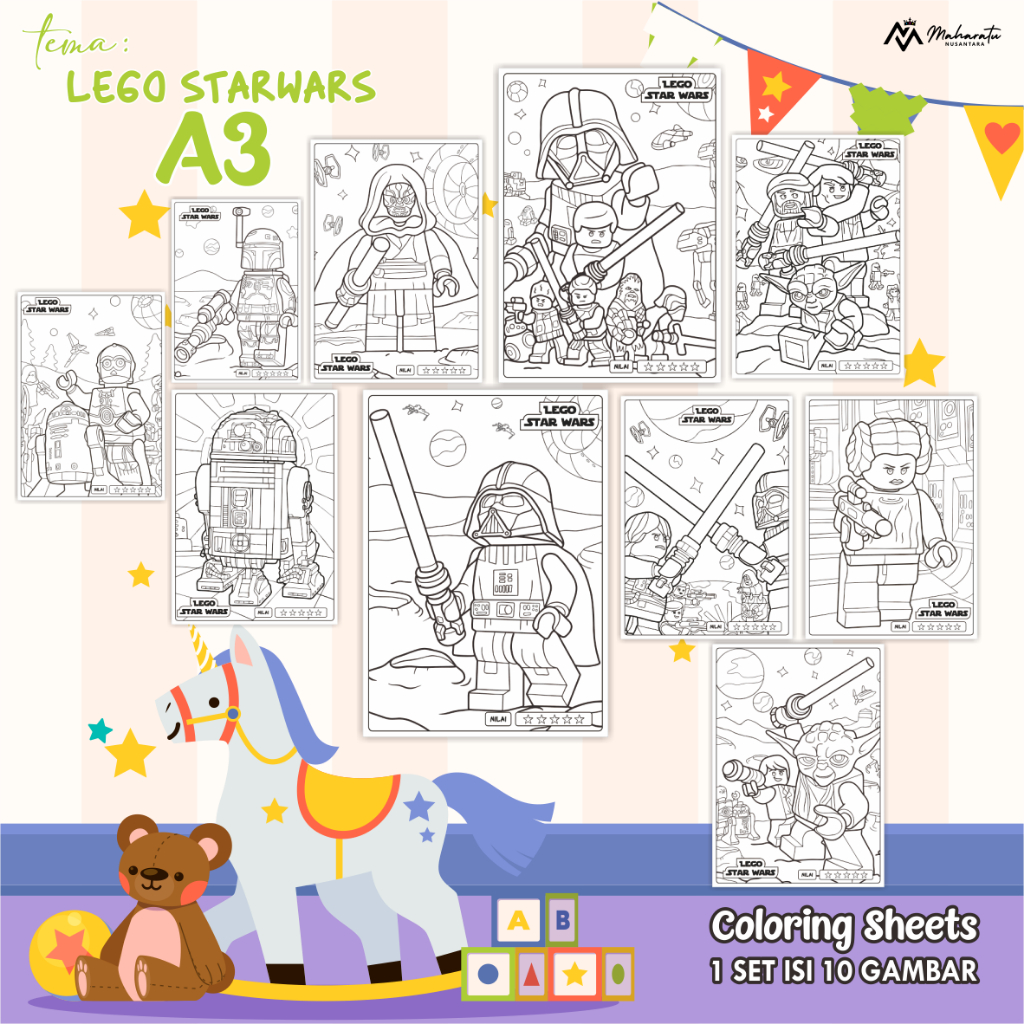 Jual [LEGO STARWARS] KERTAS MEWARNAI ANAK UKURAN A3 - LEMBAR GAMBAR 1 ...