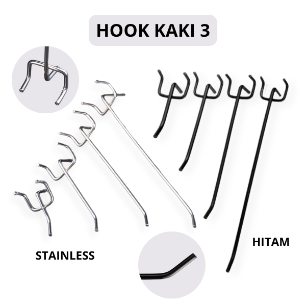 Jual Hook stainless/hitam 3 kaki Untuk Kawat Ram uk,5cm 10cm 15cm 20cm ...