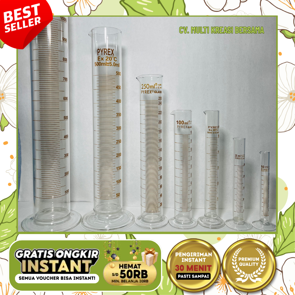 Jual GELAS UKUR PYREX/ MEASURING CYLINDER PYREX/ GELAS UKUR LABORATURIUM/ ALAT UKUR VOLUME ...