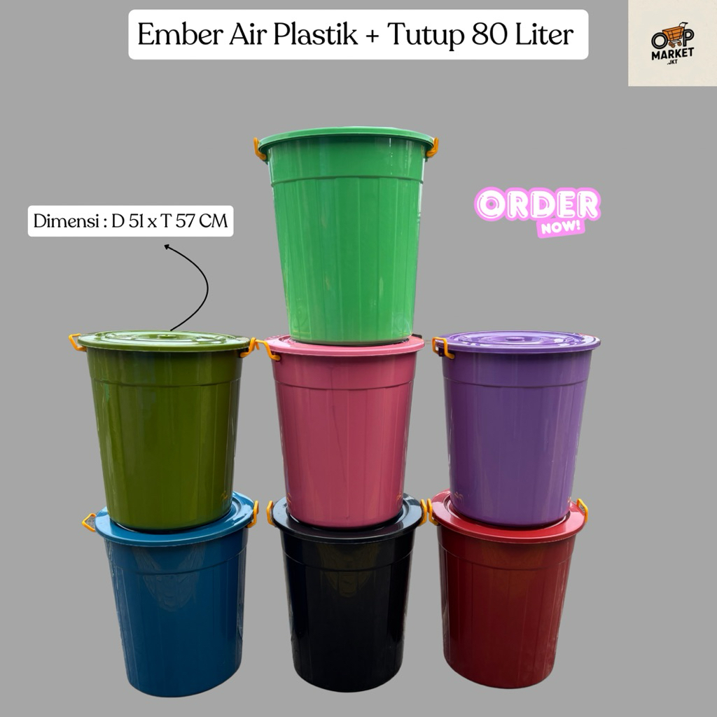 Jual Ember Air Plastik + Tutup 80 Liter Warna / Ember Air Plastik Besar ...