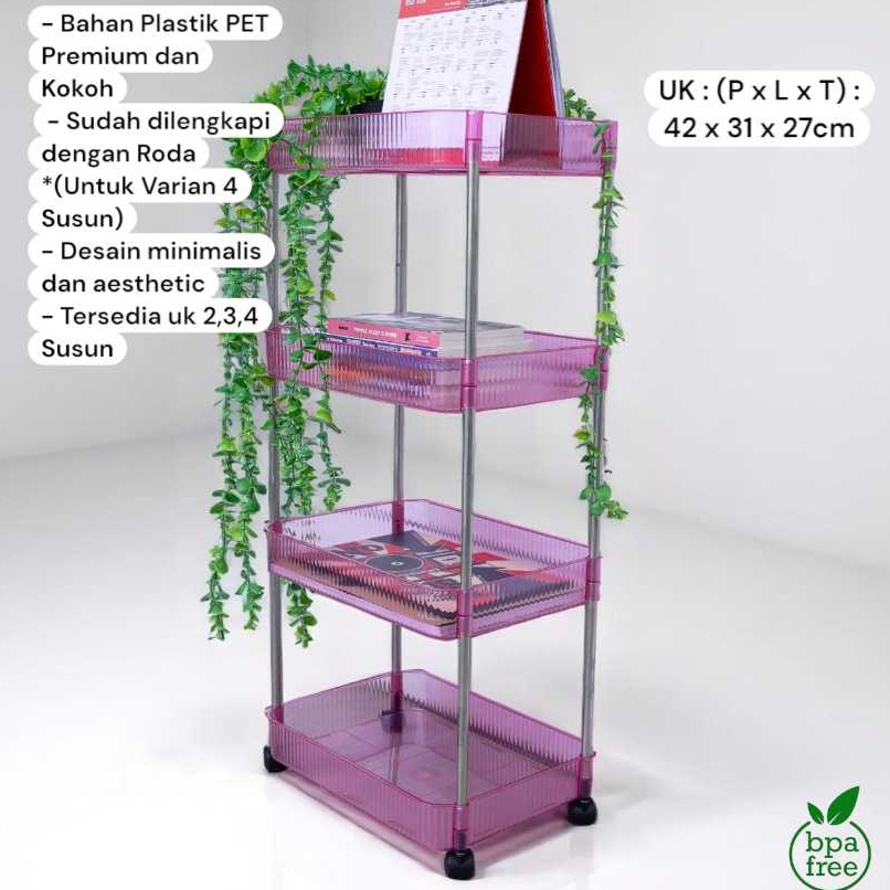 Jual Rak Troli Susun Transparant Material PET Rak Dapur Dorong Serbaguna Rak Salon Kamar Mandi ...