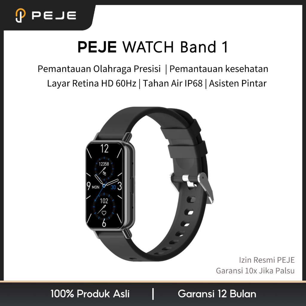Jual 【COD】SmartWatch PEJE Band1 Fashionable Smart Band Refresh rate 60 ...