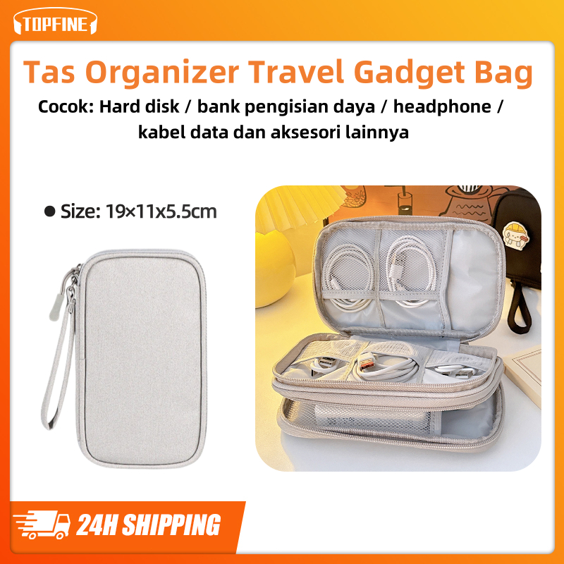 Jual Tas Organizer Travel Gadget Bag 2 Layer Powerbank Hanphone Kabel ...