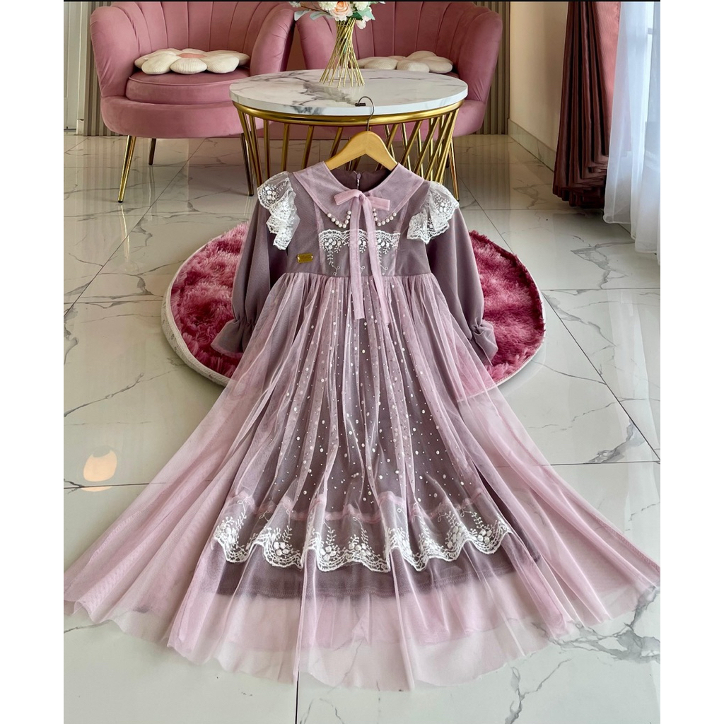 Jual Elsa Dress // Gamis Princess Anak Perempuan bahan brokat mix tille ...