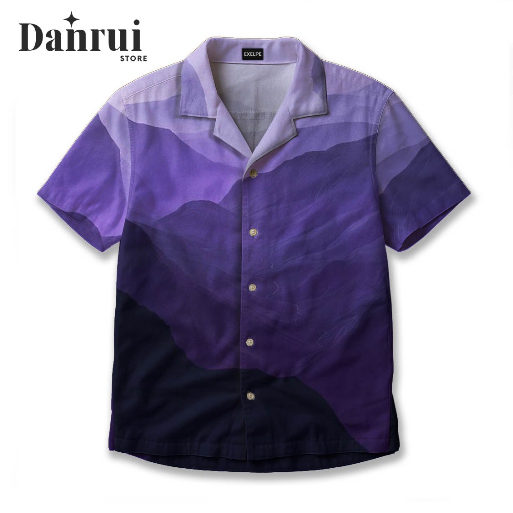 Jual DANRUI Kemeja Gradasi Gunung Ungu Siluet – Kemeja Unisex Fullprint ...