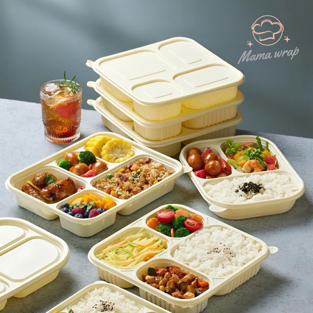 Jual Cornstarch Bowl Eco Friendly / Bagasse Bento Box Bahan Pati Jagung Lunch Box Bahan Jagung ...