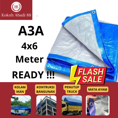 Jual FLASH SALE Terpal A3A Ukuran 4x6 Warna Biru Muda Silver Merk Gajah ...