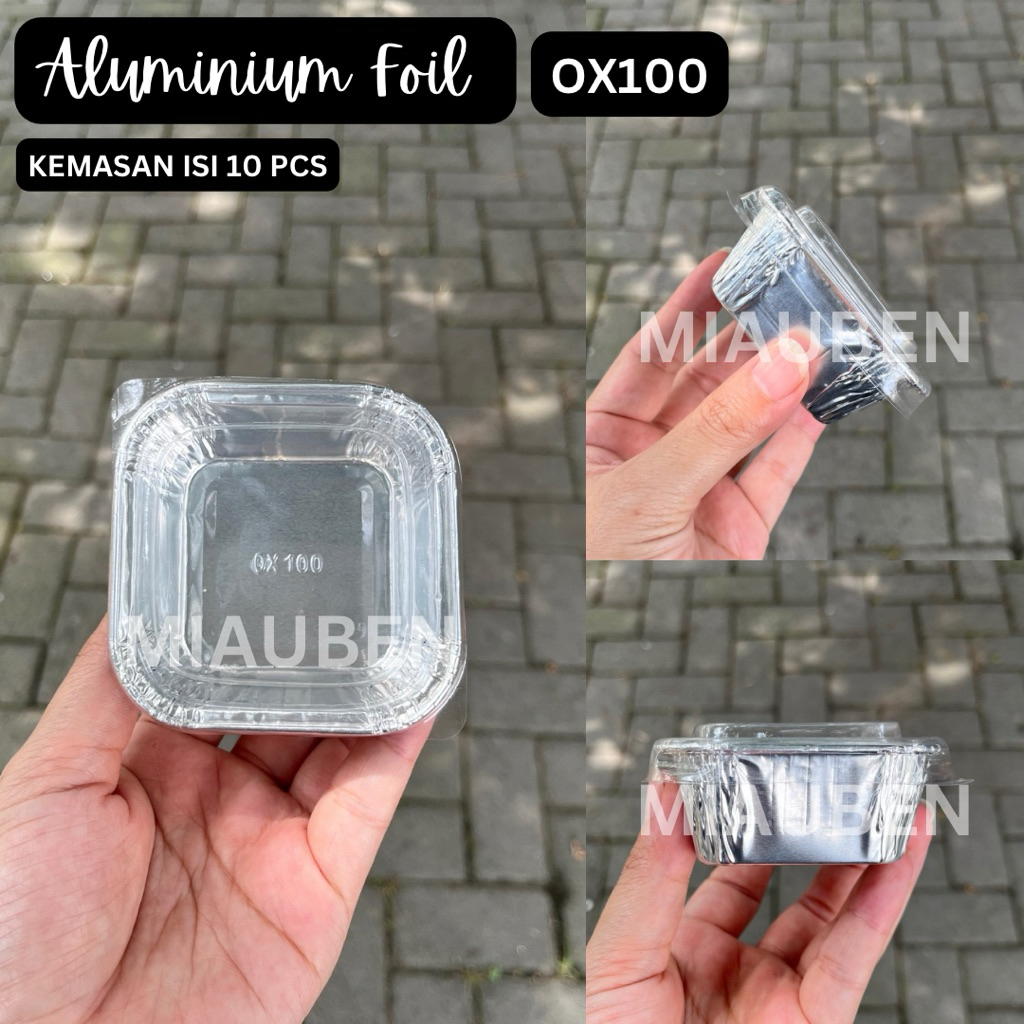 Jual (Isi 10) mangkok aluminium foil persegi OX100 110ml | Shopee Indonesia