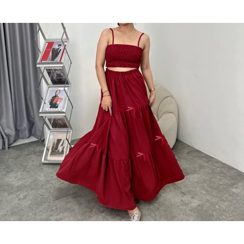 Jual Laura One Set Rok Rempel Plus Kemben / Stelan Rok Kerut Rempel ...