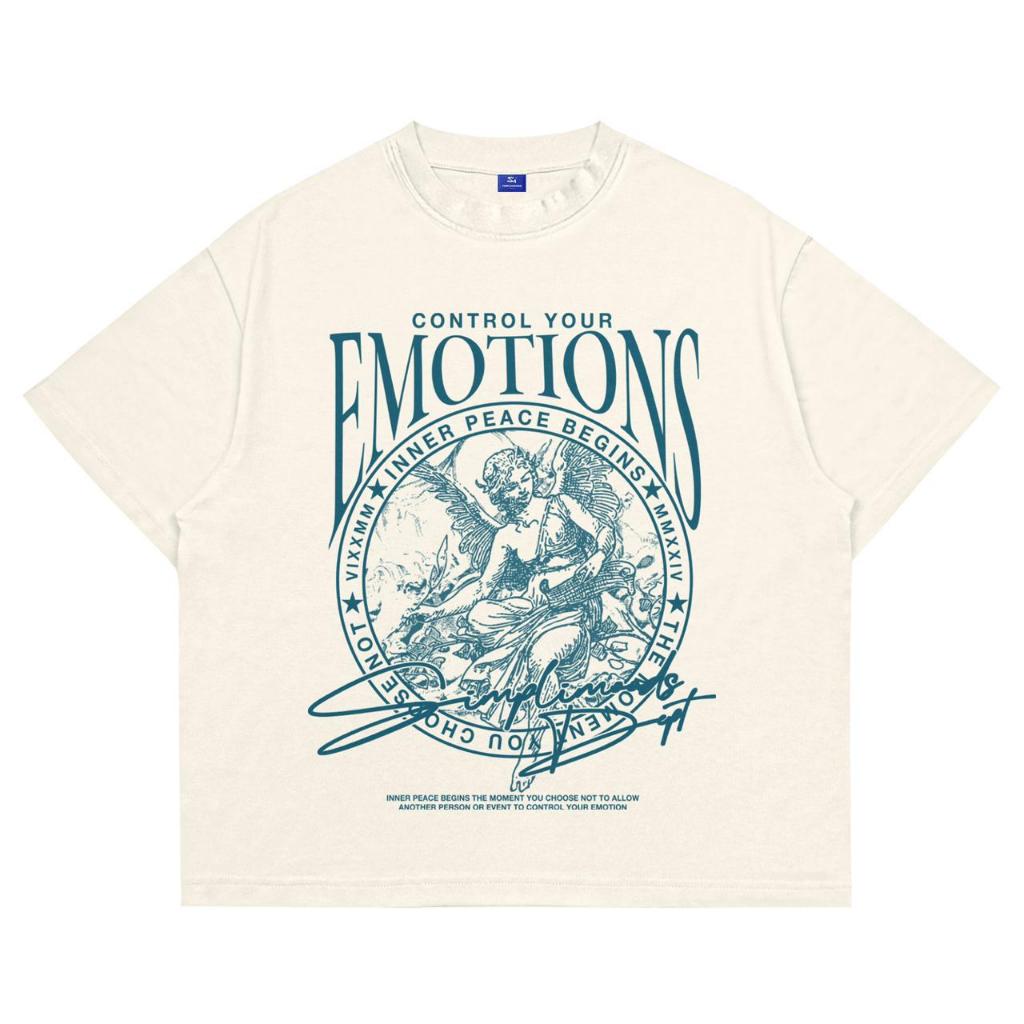 Jual Kaos Boxy Oversize Emotions Ivory Tshirt Pria dan Wanita Cutton ...