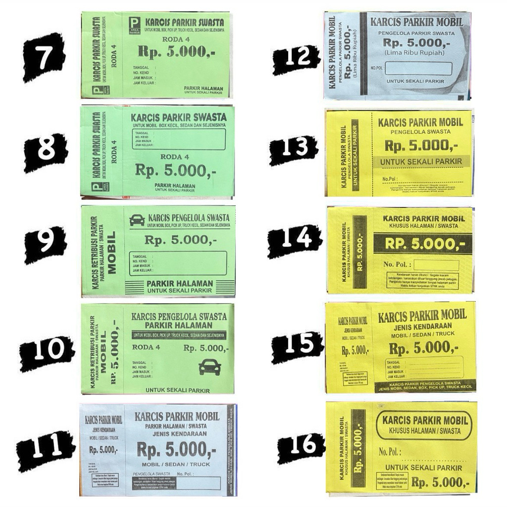 Jual KARCIS PARKIR MOBIL TRUK 4000 5000 6000 7000 8000 10000 | Shopee ...