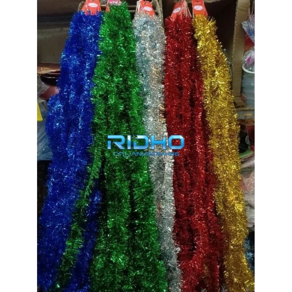 Jual slinger tinsel rumbai/slinger polos/slinger hias parcel(P 2m ...