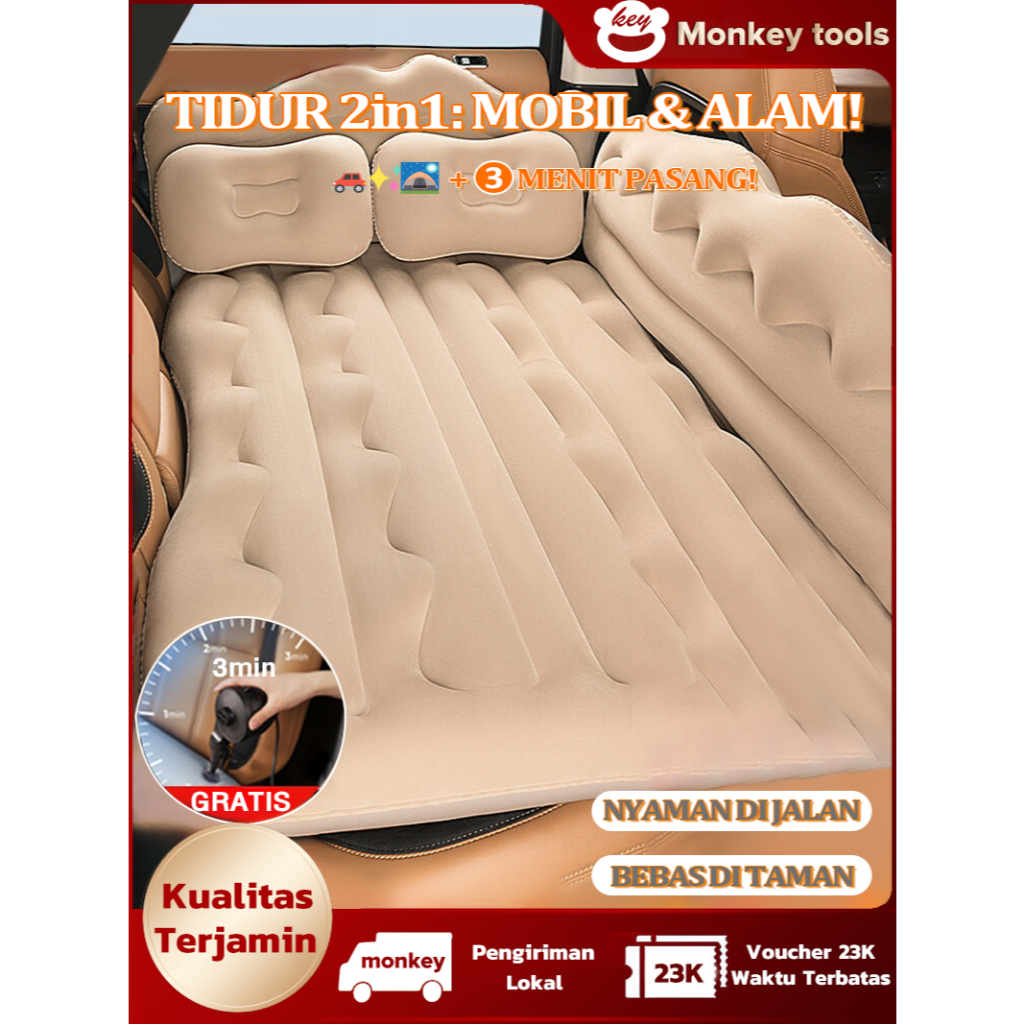 Jual MONKEY Kasur Angin Mobil 2in1 Serbaguna - Pasang 3 Menit, Nyaman ...