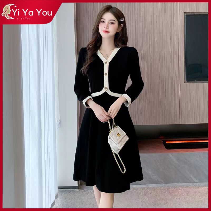 Jual Yi Ya You - Dress midi elegant lengan panjanga gaya dress pesta ...