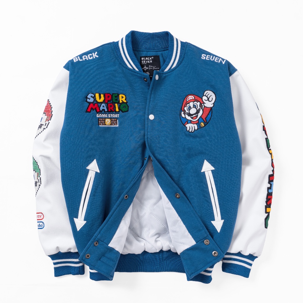 Jual Varsity Jacket | Super Mario | Blue White Edition | Shopee Indonesia