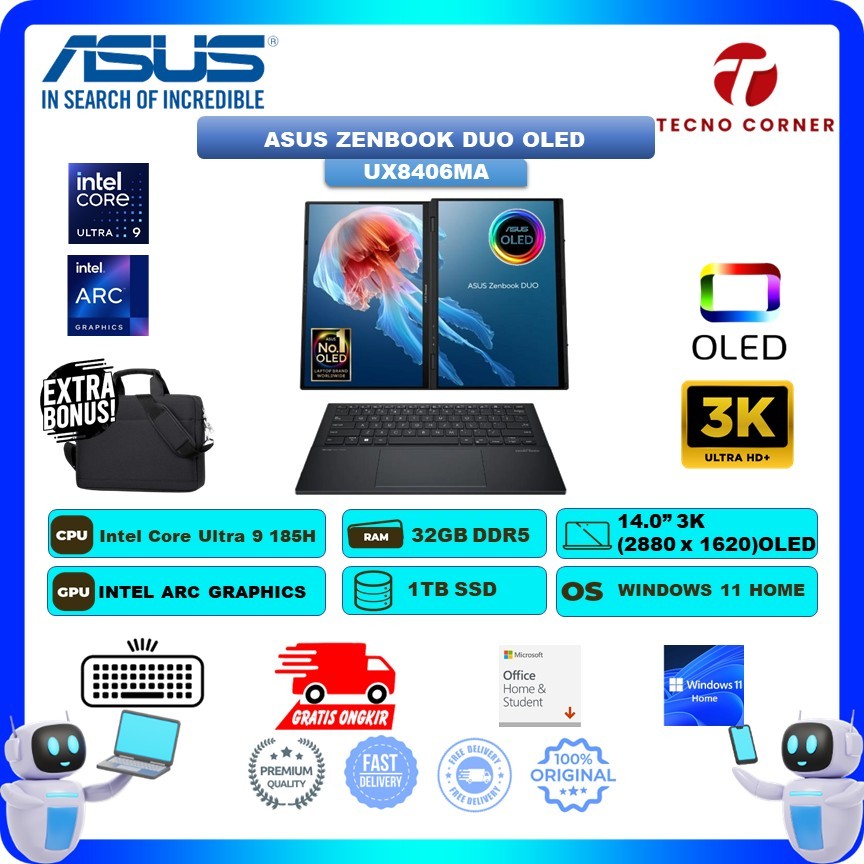 Jual Asus Zenbook Duo UX8406MA Intel Ultra 9 185HRAM 32GB SSD 1TB 14.0 ...