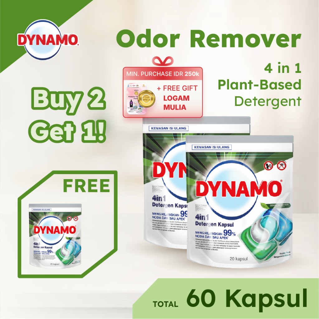 Jual DYNAMO 4in1 Laundry Capsules BUY 2 GET 1 - Total Isi 60 Pcs Kapsul ...