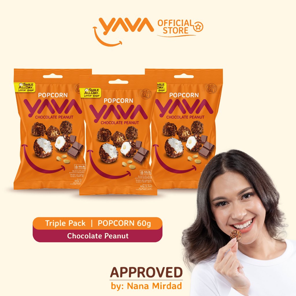 Jual YAVA Triple Pack Popcorn Chocolate Peanut (3 x 60g) | Shopee Indonesia