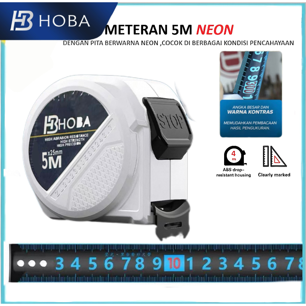 Jual Meteran Steel Measuring Tape Fluorescerous meteran anti karat Auto ...