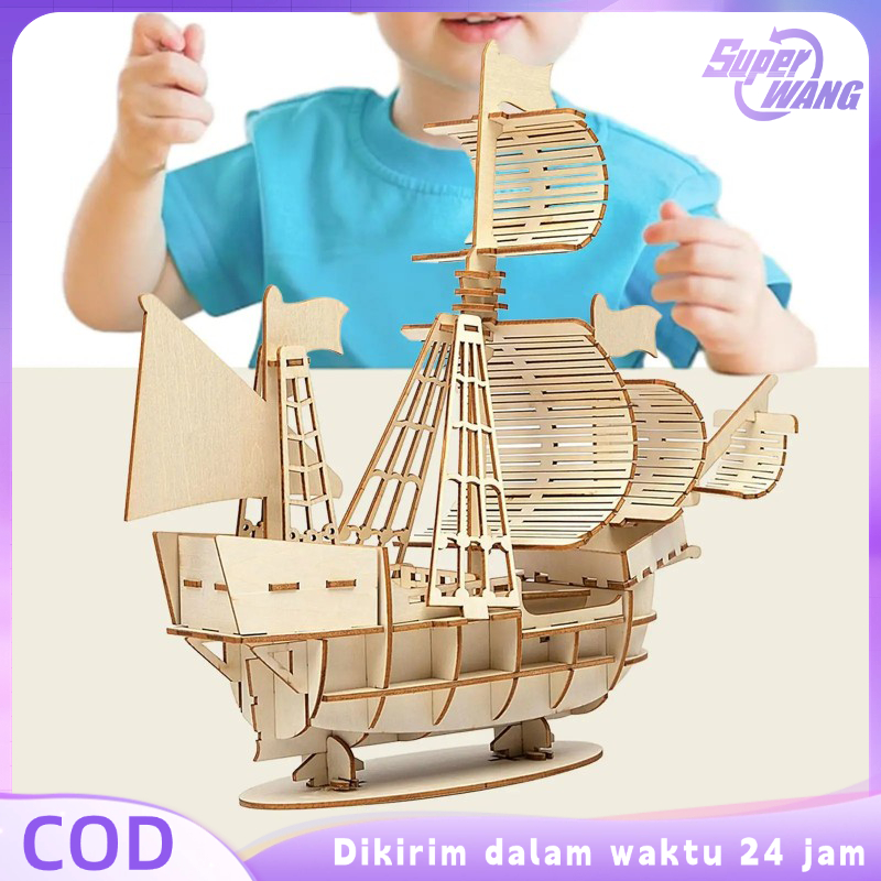 Jual 1set Puzzle 3d Kayu Ship Model Kit Diy Perahu Layar Mainan Model ...