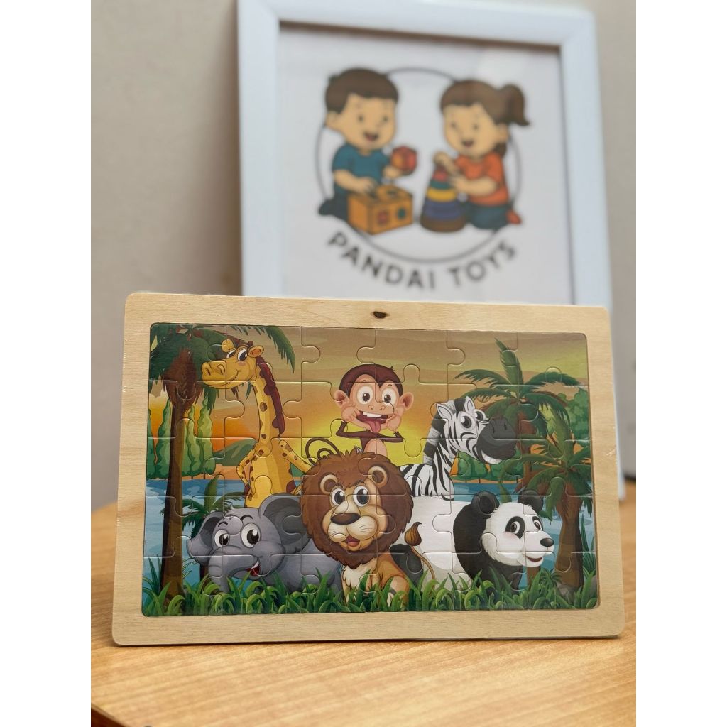 Jual MAINAN EDUKASI ANAK - PUZZLE KAYU GAMBAR ANIMASI SAFARI STIMULASI ...